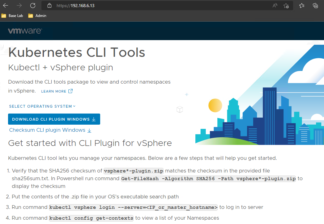 vSphere with Tanzu: Install Kubernetes CLI Tools from the Tanzu Control ...