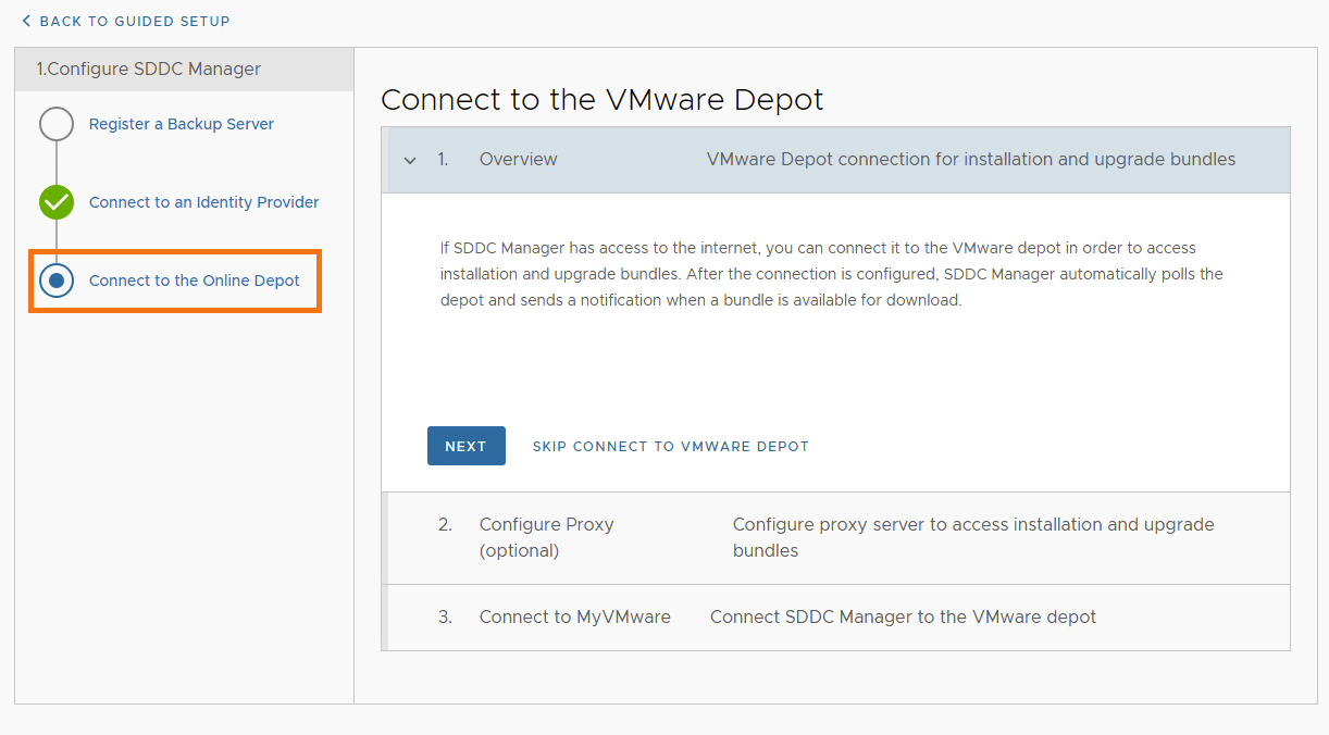 VMware Cloud Foundation: SDDC Manager Day 1 Configurations: Connect to ...