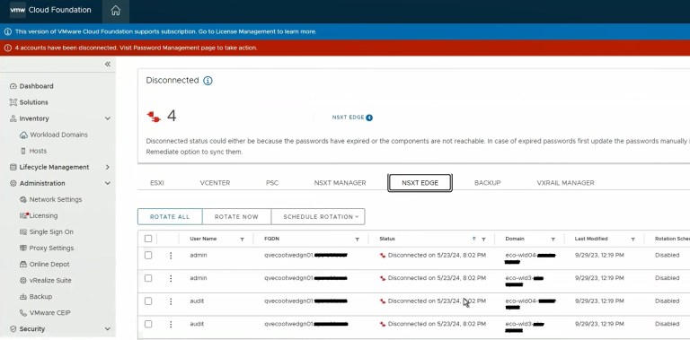 VMware Cloud Foundation SDDC Manager Unable To Remediate Edge Admin and ...